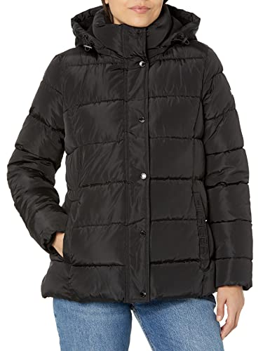 Tommy Hilfiger Women Zip Up Short Puffer Jacket, Black, Large