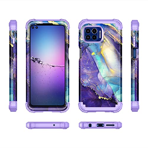 Rancase Compatible with Motorola Moto One 5G Case (2020),Moto G 5G Plus Case,Moto One 5G UW Case,Three Layer Heavy Duty Shockproof Protection Hard Plastic Bumper +Soft Silicone Rubber Case,Purple