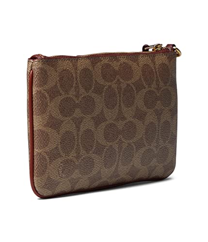 Coach Color-block Coated Canvas Signature Small Wristlet, Tan Rust