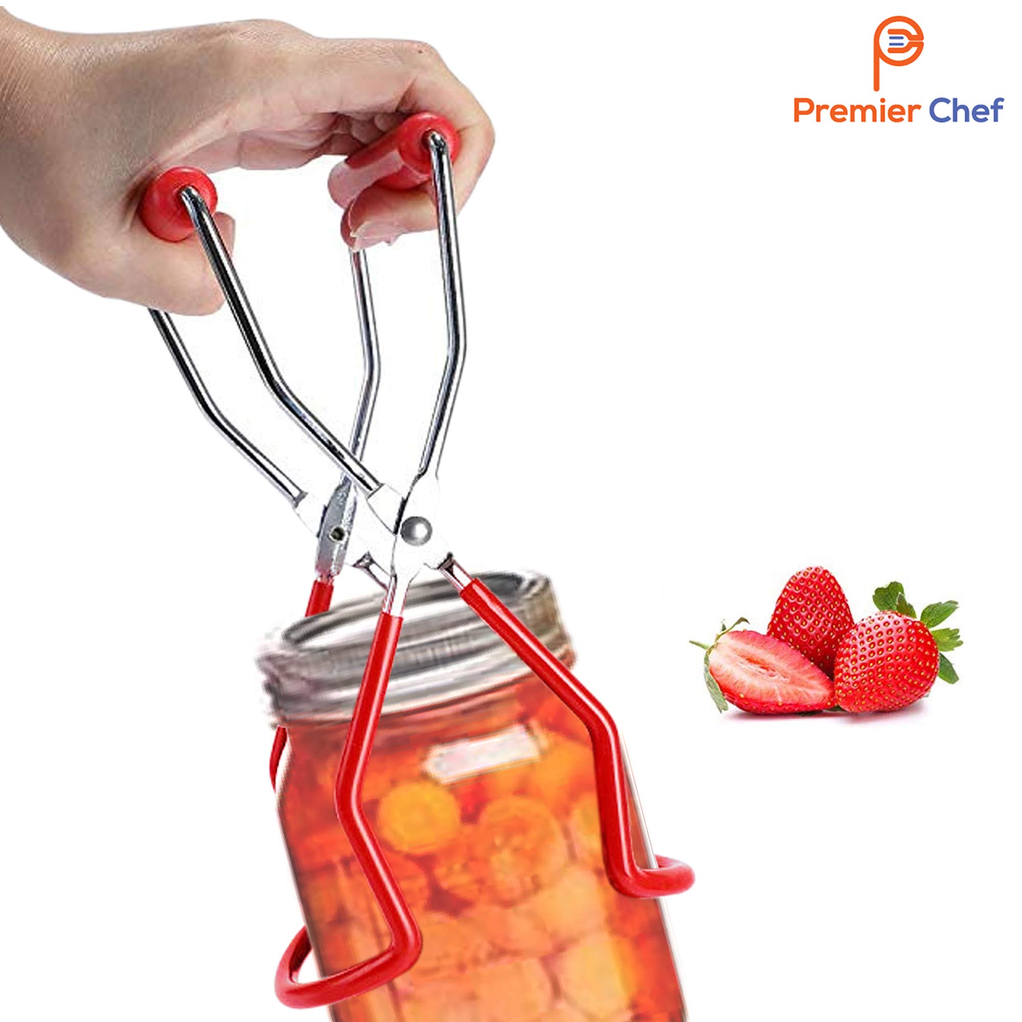 Premier Chef Canning Jar Lifter-Canning tongs- Safely remove any size canning jar from boiling water-Quality stainless steel