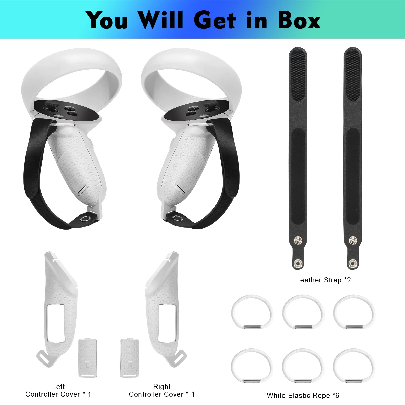 Design Upgraded Controller Grips Accessories Compatible with Oculus Quest 2 with Battery Opening Adjustable Wrist Knuckle leather Anti-Throw Protect Straps for Meta Quest 2 Accessories