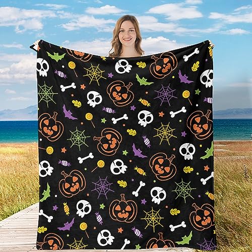 Halloween Blanket Pumpkin Throw Blankets Gifts for Kdis Adult Soft Flannel Lightweight Blanket Gift for Adult Mens Womens Decor for Bed Sof 60"x80"