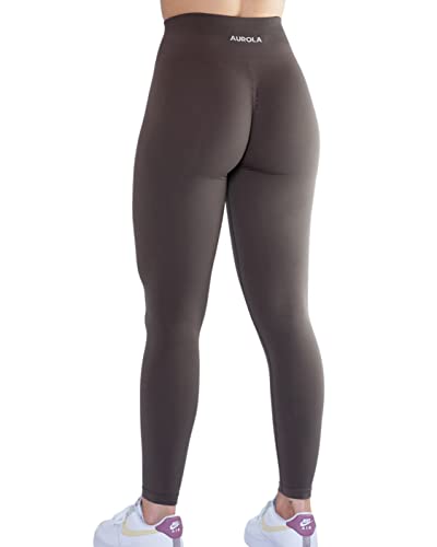 Seamless Scrunch Legging Women Yoga Pants 7/8 Tummy Control Workout Running for Fitness Sport Active Legging-25''(S,Chestnut Brown