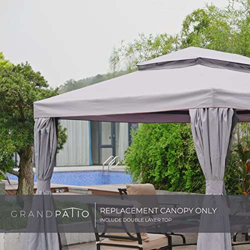 Grand Patio Replacement Canopy Top for 10x13 FT Outdoor Gazebo, Double Tiers Polyester Canopy Top Water-Resistant Anti-UV Shelter Sun Shade with Mesh Netting