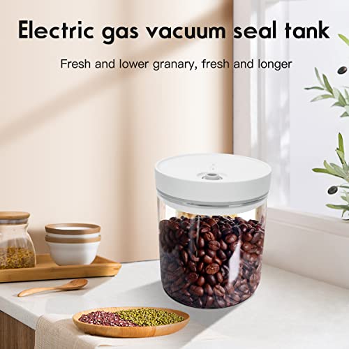 SNADER 0.7L Automatic Vacuum Canister for Coffee & Food Storage ,Electric Smart Coffee Storage Containers with Magnetic Charging & CO2-Release Valve, Glass Food Storage Containers with Lids