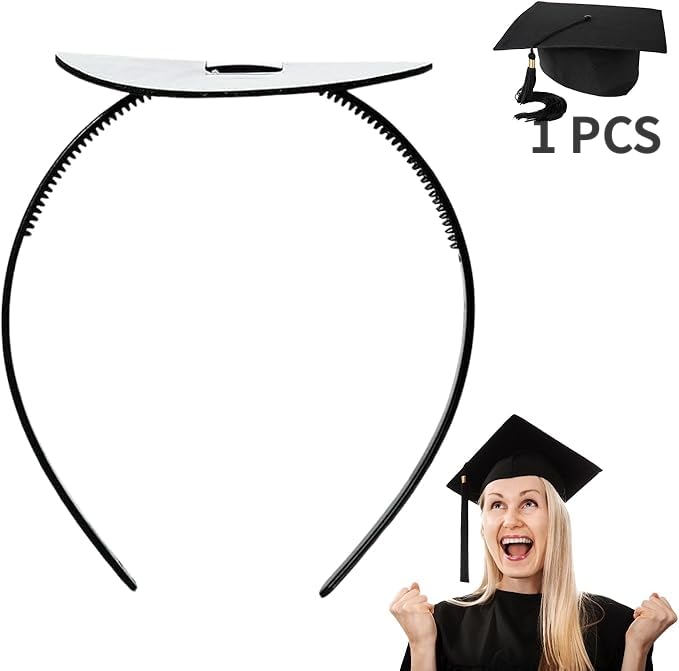 Graduation Cap Holder, Upgrade Graduation Cap Headband Insert Grad Hat Headband for Graduation Cap Gift Secures Your Graduation Cap Don't Change Your Hair Black