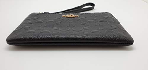 Coach F67555 Signature Leather Corner Zip Wristlet, Im Black, Small
