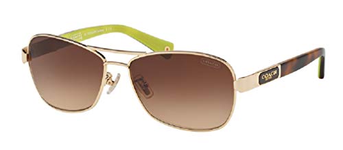 Coach HC7012 CAROLINE 910013 56M Gold/Tortoise/Brown Gradient Aviator Sunglasses For Women+ BUNDLE with Designer iWear Eyewear Kit