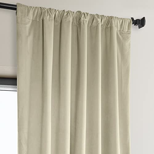 HPD HALF PRICE DRAPES Blackout Solid Thermal Insulated Window Curtain 50 X 84 Signature Plush Velvet Curtains for Bedroom & Living Room (1 Panel), VPYC-SBO161204-84, Angora Beige