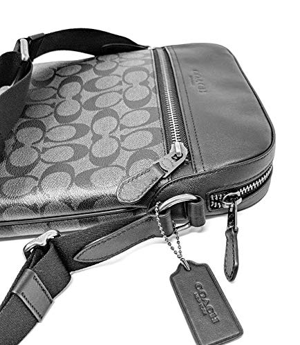 Coach Houston Flight Bag In Signature Canvas Charcoal/Black