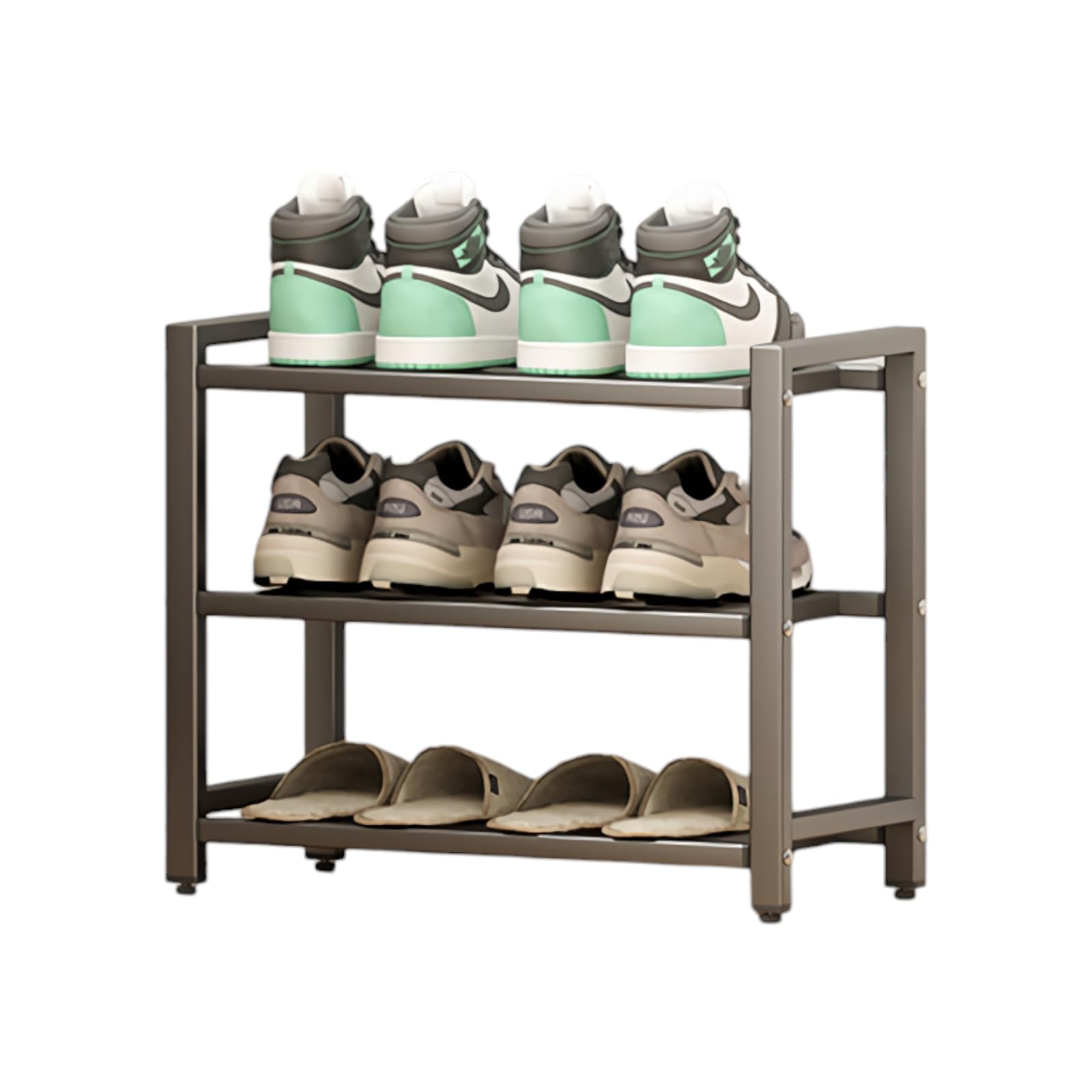 Karakara 3-Tier Metal Shoe Rack Organizer, Durable, Corrosion-Resistant Design for Closet and Garage Storage, Free Standing with Enhanced Stability, Large Capacity (19" W x 15.5" H)