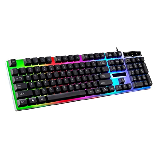 OSALADI Mouse Mechanic Keyboard RGB Gaming Keyboard and LED Ergonomic Mechanical Gaming Keyboard USB Wired Backlight Gaming and Keyboard Set for PC Computer Gaming and Work ( Black )