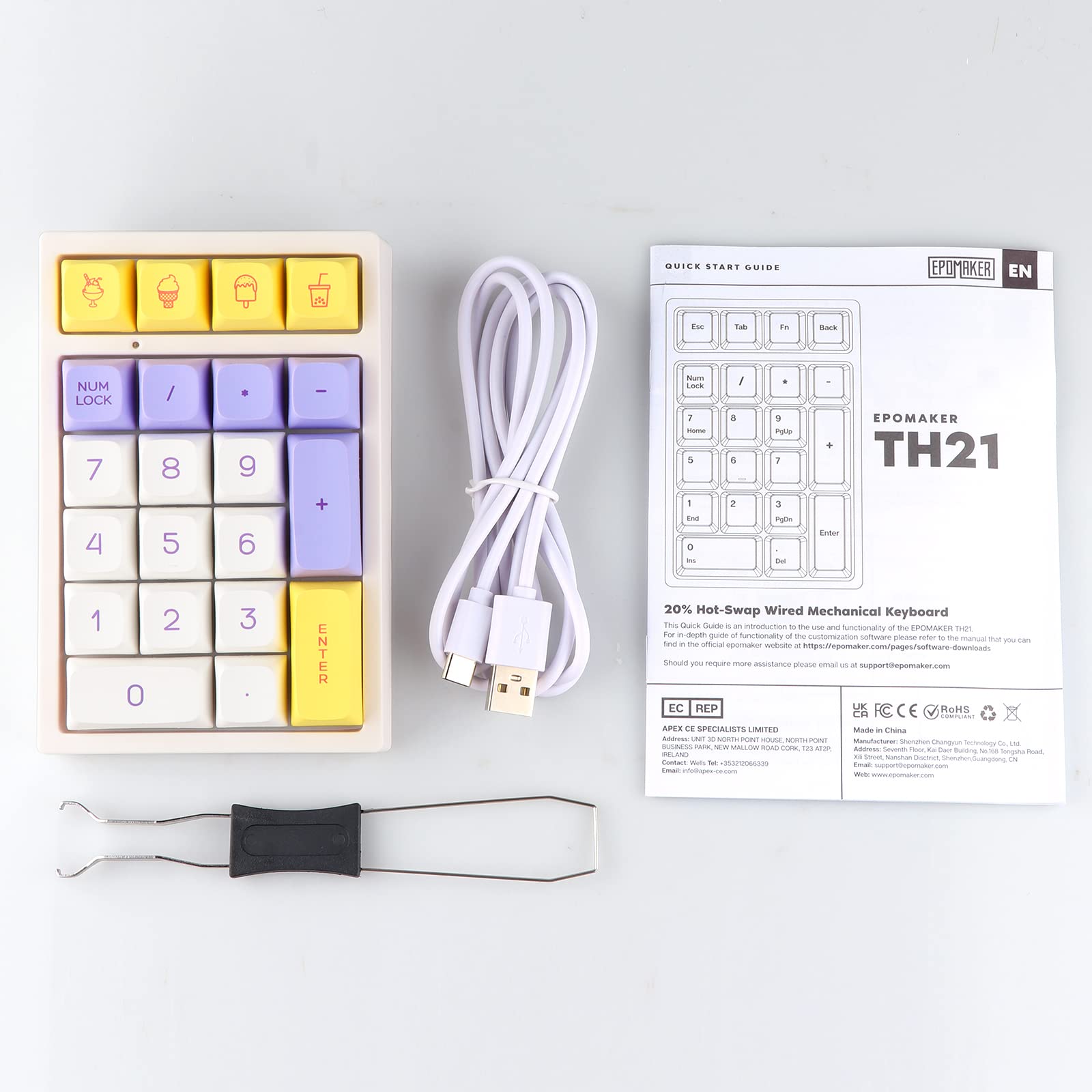 EPOMAKER EP84 Hot Swappable Gaming Keyboard (Flamingo) with TH21 Number Pad (Gateron Yellow Switch)