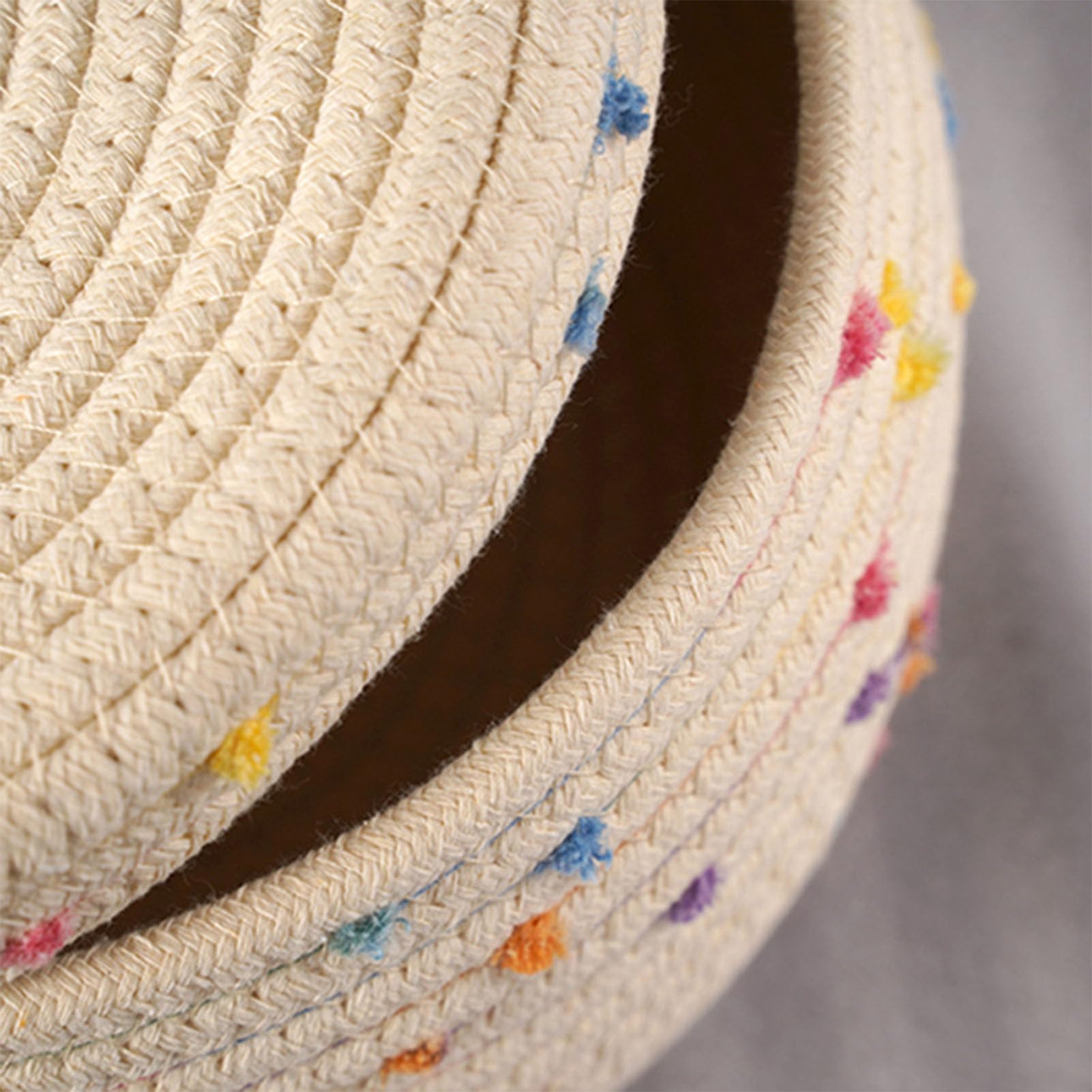 HERCHR Cotton Rope Basket, Small Rainbow Basket Mini Woven Basket Small Round Basket Woven Storage Basket with Lid for Organizing