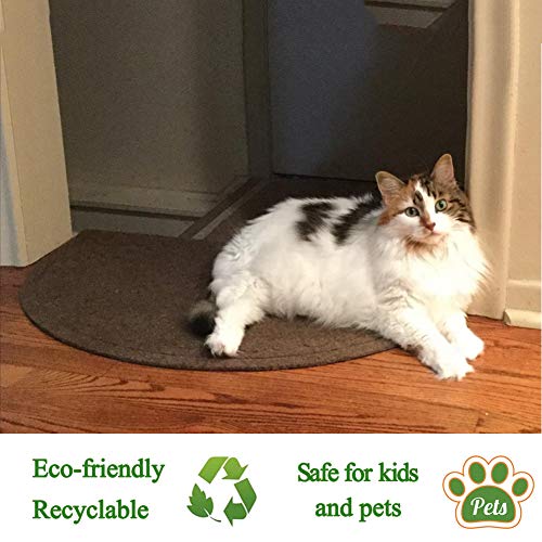 Half Round Entrance Rug Waterproof Floor Mat Shoes Scraper Doormat, 18''x30'' Patio Rug Dirt Debris Mud Trapper Out Door Mat Low Profile Washable Carpet