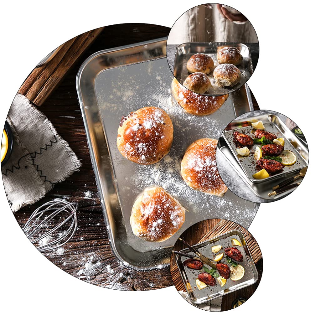 DOITOOL Stainless Steel Cookie Sheet Pan for Baking, Dishwasher Safe Baking Sheet Pan for Toaster Oven, Roasting or Grilling (23X17CM)