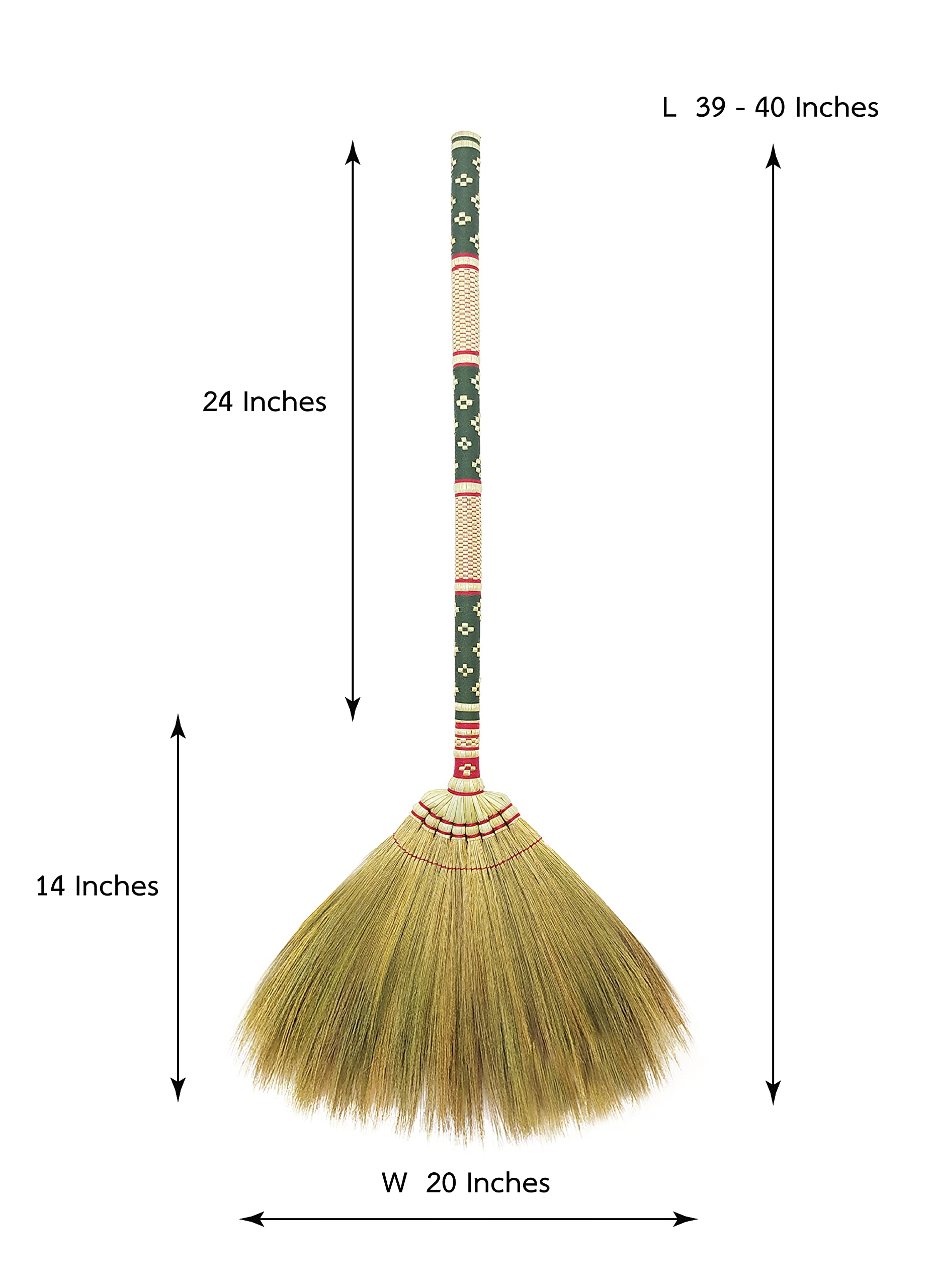 Thai Vintage Retro Grass Broom Stick,Asian Straw Broom for Wedding Jumping,Witch Broom,House Broom,Long Broom with Solid Wood Handle Primitive Sweeping Dirt Dust Garbage