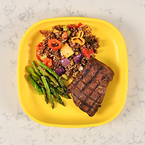 Re Play Made in USA 9" Heavy Duty Dining Plates | Virtually Indestructible Eco Friendly Recycled Polypropylene Plastic |BPA Free| Dishwasher Safe|Perfect For On The Go or At Home Dining| White (4pk)