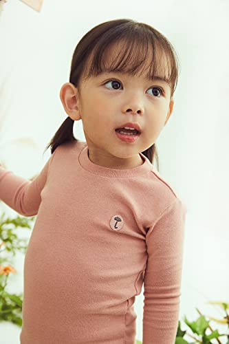 moimoln Girls Boys Unisex Cotton Modal Solid Long-Sleeve Snug fit Pjs Pajama Sleepwear Pink 3T