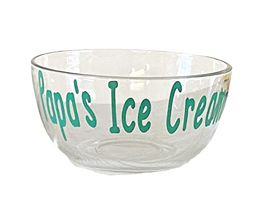 Papa's Ice Cream, Personalized Glass Ice Cream Bowl for Girls or Boys, Gift for Men, Green Grandpa