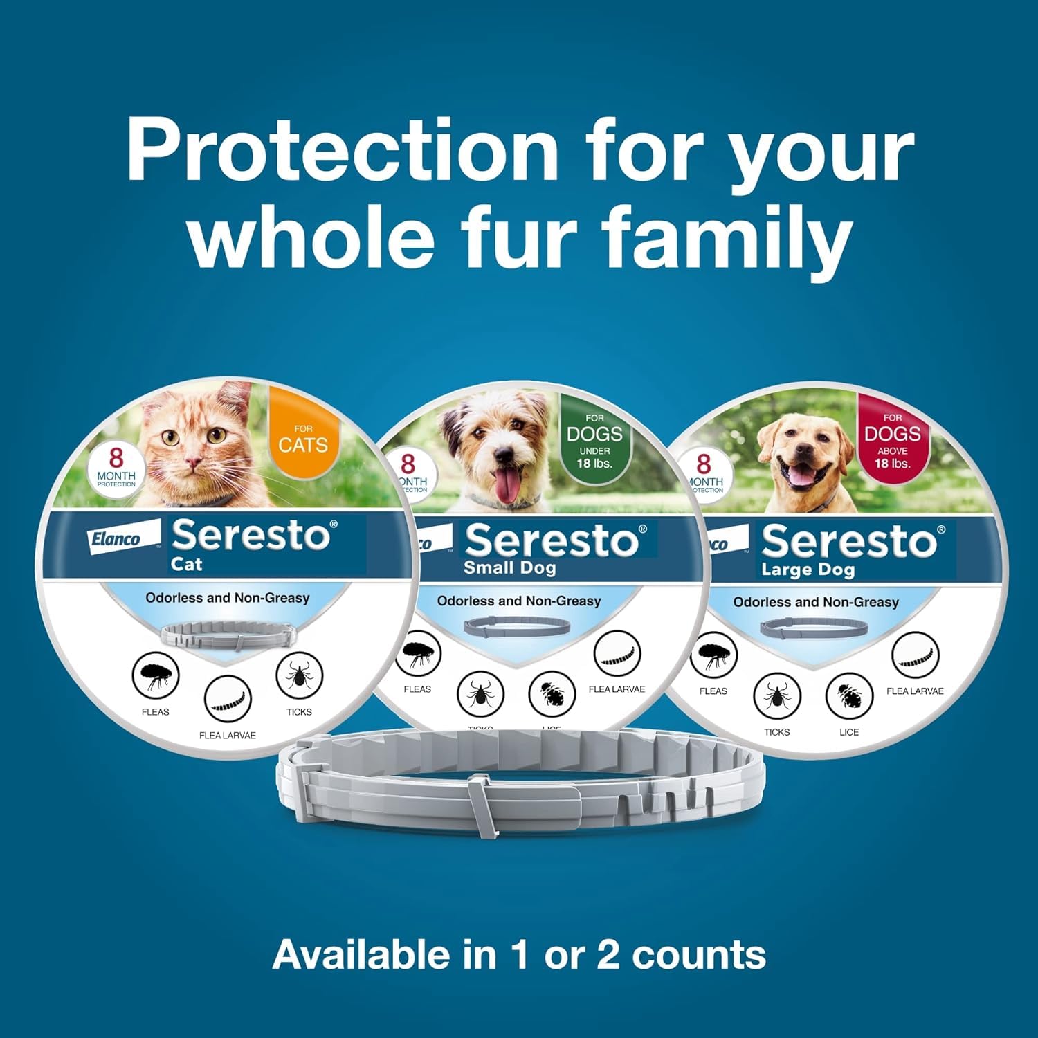 Large Dog Vet-Recommended Flea & Tick Treatment & Prevention Collar for Dogs Over 18 lbs seresto