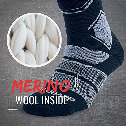 devembr Merino Wool Ski Socks for Men and Women, High Performance Snowboard socks - Size L, Black