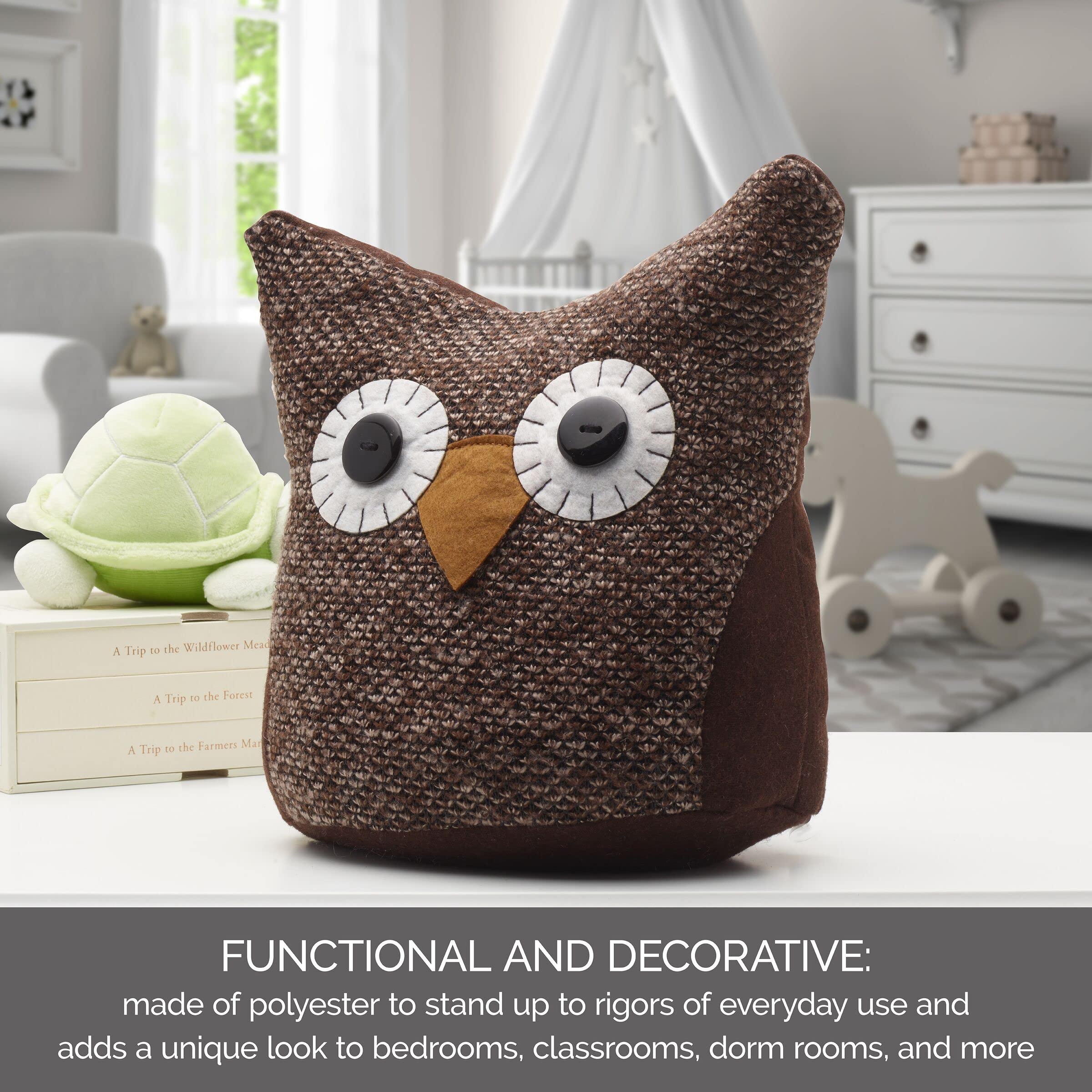 Elements 8.66x4x9.44 Inch Black Owl Fabric Weighted Door Stopper