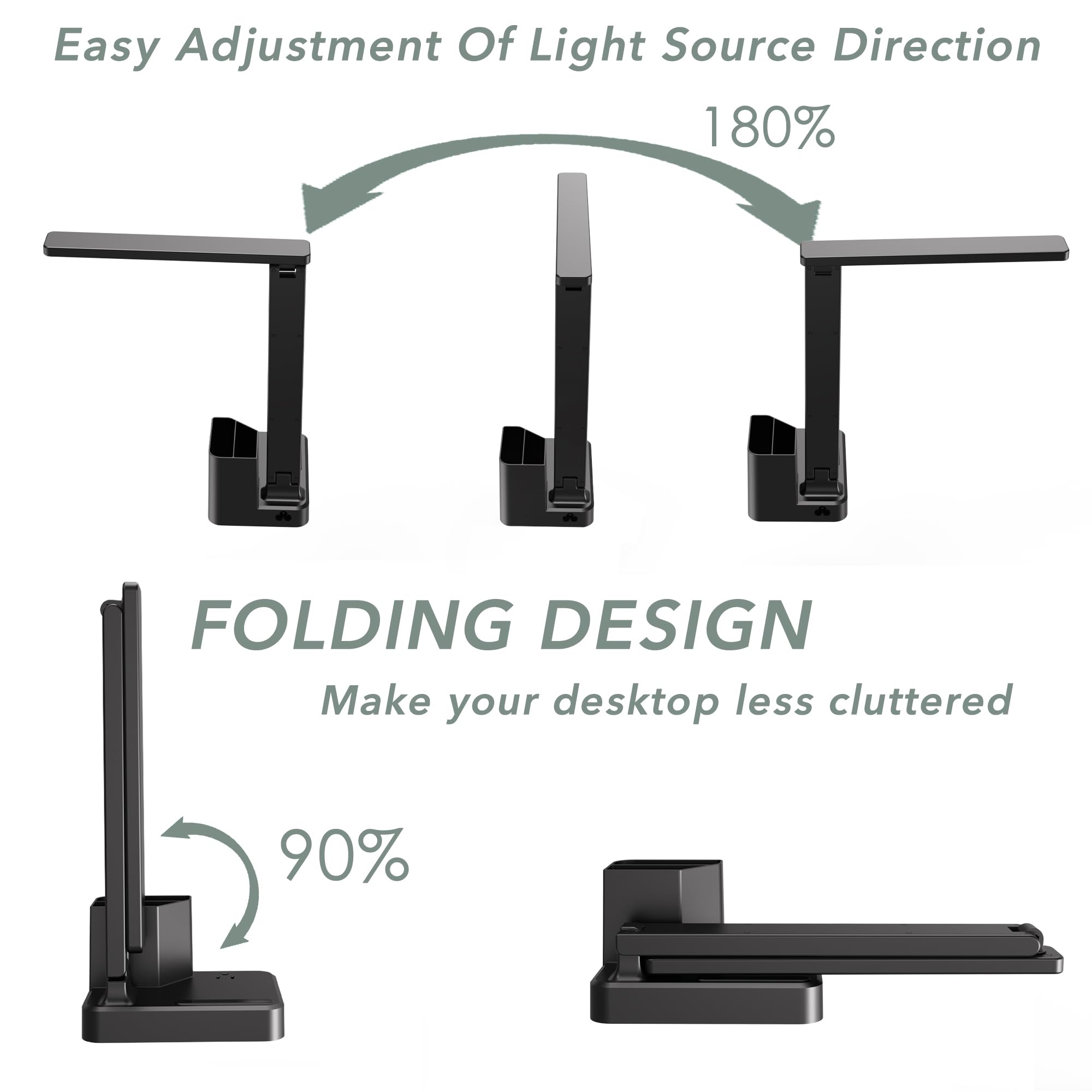 Desk Lamp,Desk Lamps for Home Office,COZOO LED Desk Lamp with 2 USB Charging Ports,2 Pen Holders,1 Outlet,3 Color 3 Brightness Levels,Touch/Memory/Timer,LED Desk Light Small Desk Lamp Kids Study Lamp