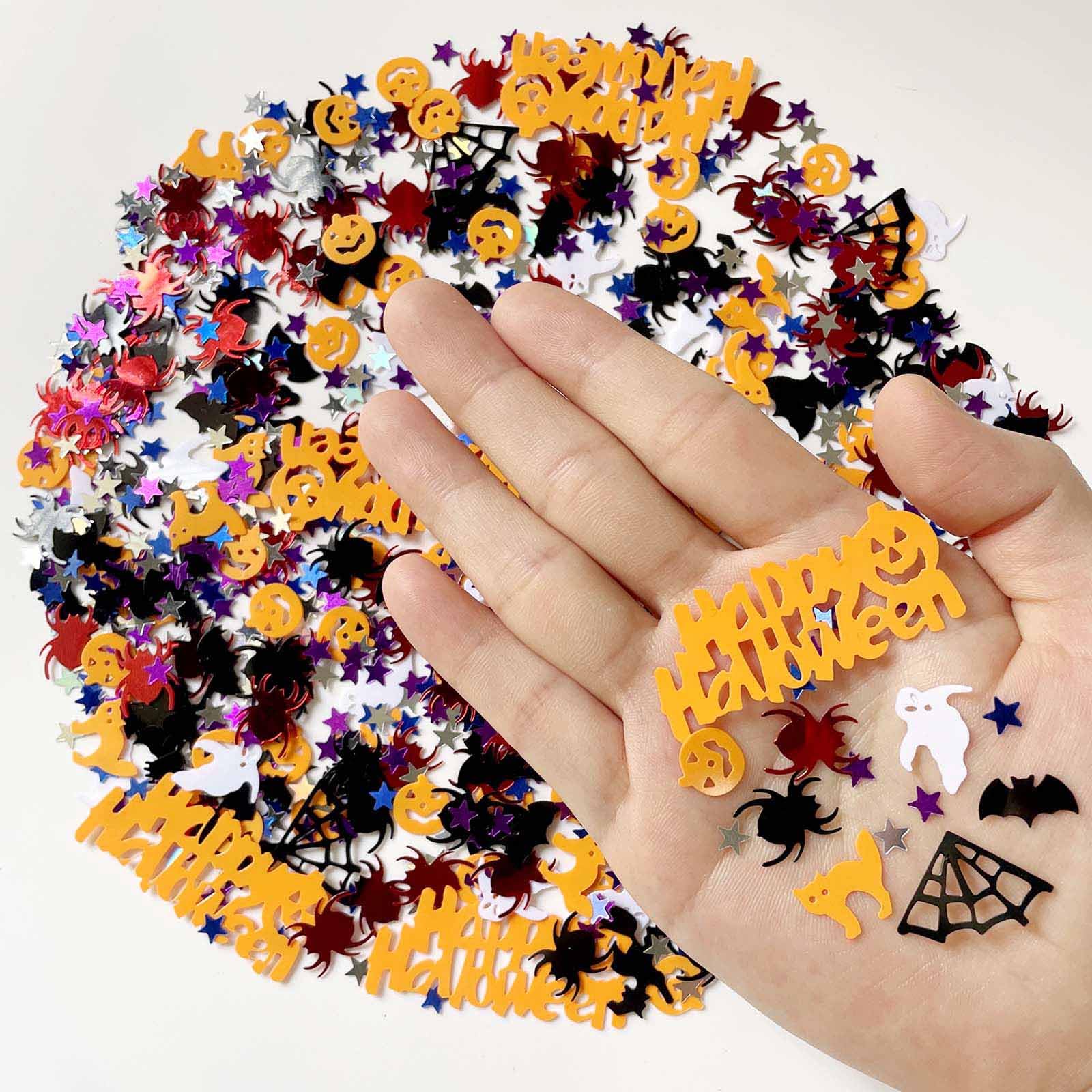 Halloween Confetti Halloween Spider Pumpkin Ghost Bats Witch Shape Table Scatters Confetti for Halloween Decorations Halloween Ghost Pumpkin Confetti Party Sets