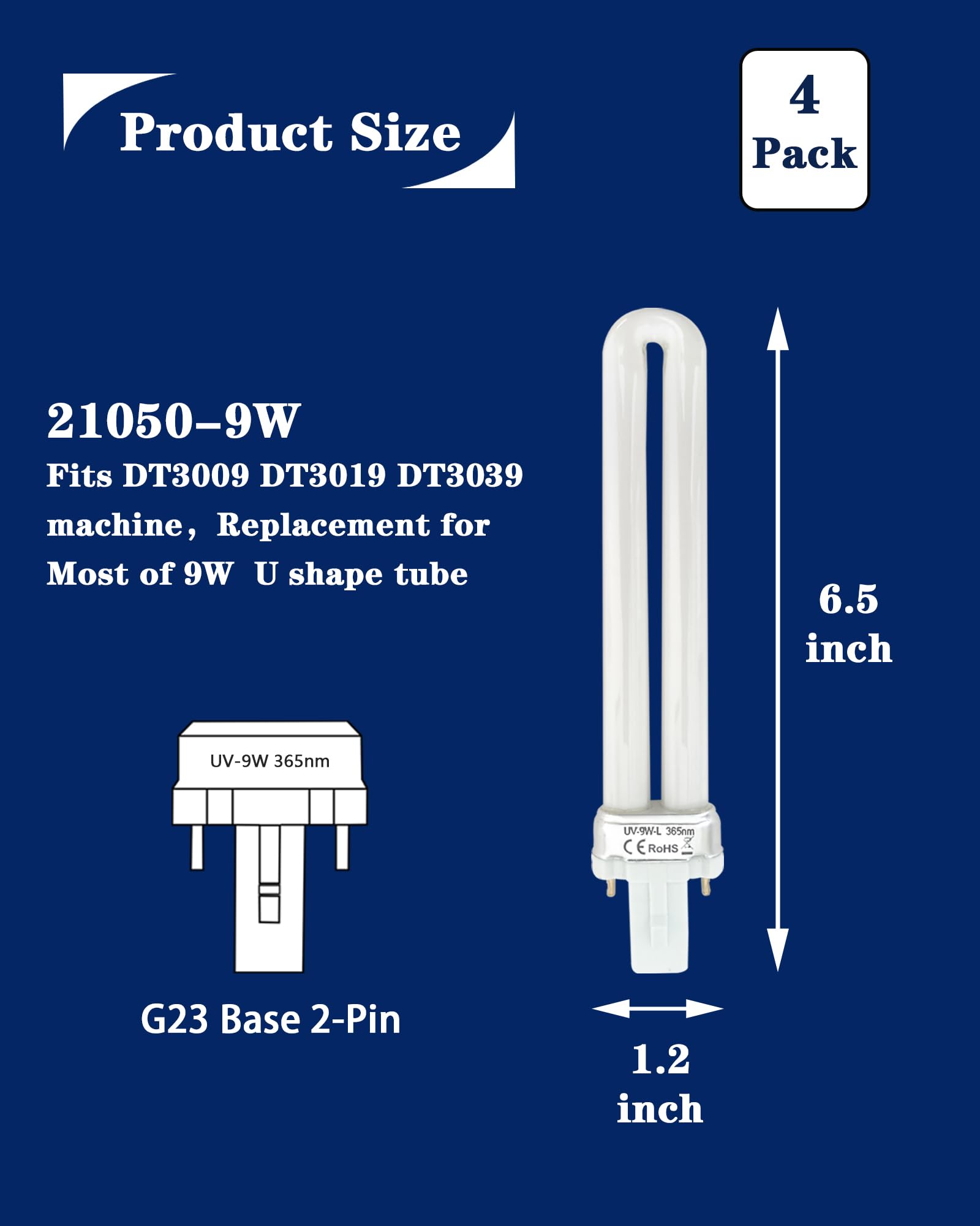 Dameiol 21050 9W Replacement Bulbs Light Compatible DynaTrap DT3009,DT3019,DT3039 Only,6.5 inch Overall Length, NOT Compatible Classic EL-22 4 Pack