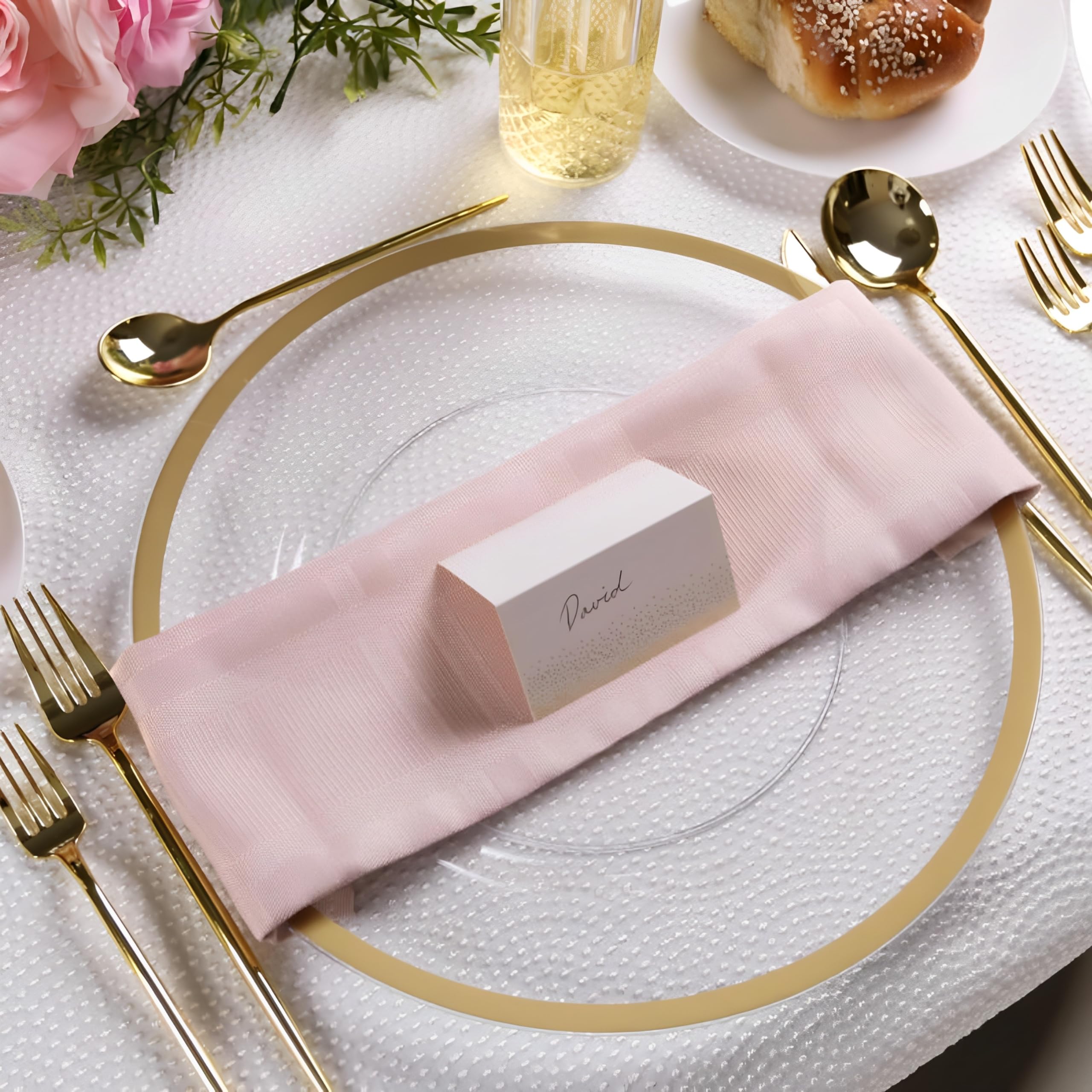 Elegant Gold Rimmed Plastic Charger Plates - 13" (Pack of 4) - Elegant & Durable for Entertaining, Dining, and Decor