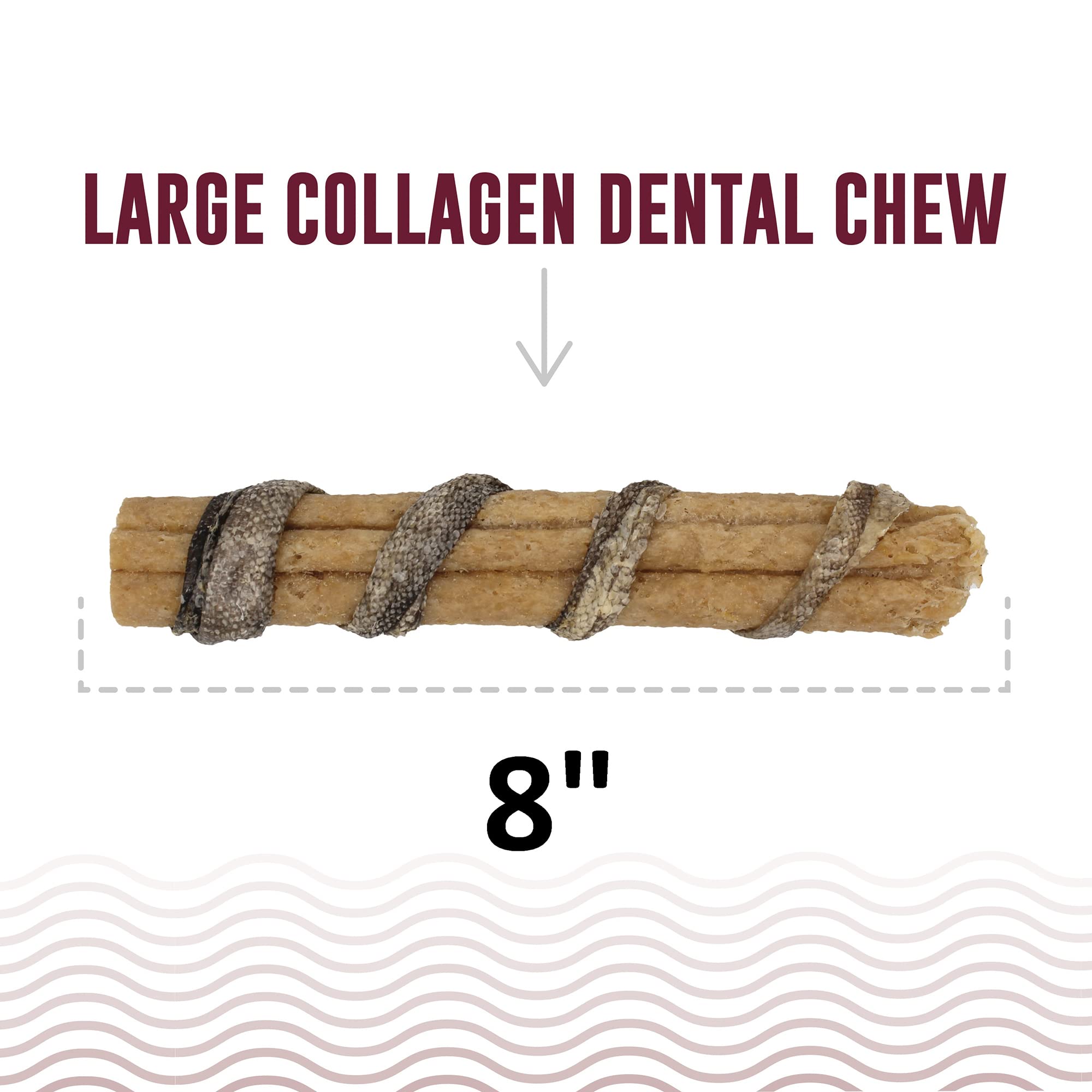 Icelandic+ Beef Collagen Dental Chew Stick Wrapped with Fish 8" Dog Treat