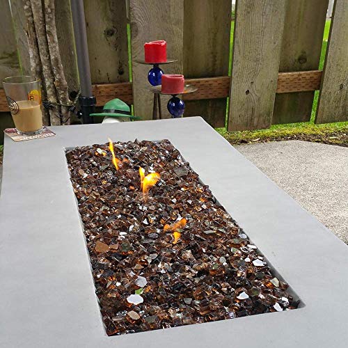 GASPRO 30 LB Fire Glass High Luster, 1/2inch Reflective Tempered Fire Glass in Cosmic Copper for Propane or Natural Gas Fire Pit or Fireplace
