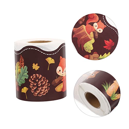 Ciieeo 1 Roll Chalkboard Stickers Thanksgiving Borders Stickers Autumn Wave Board Borders Autumn Board Borders Stickers Maple Leaf Borders Fall Border Trim Autumn Leaves Sector Paper