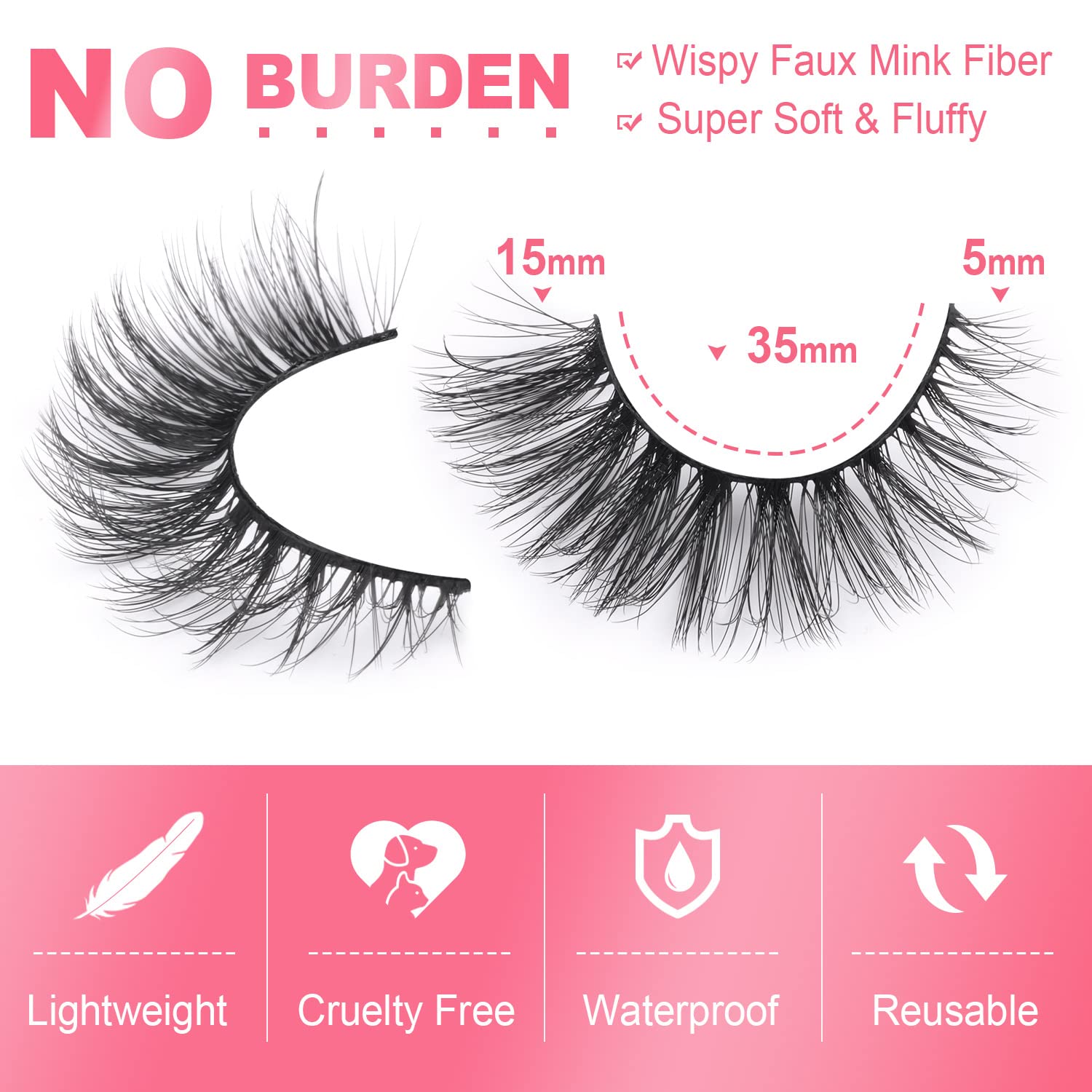 False Eyelashes Natural Look Wispy Fake Lashes Fluffy 15mm Short Cat Eye Faux Mink Eyelashes Wispies Strip Lashes Pack by Delyneph