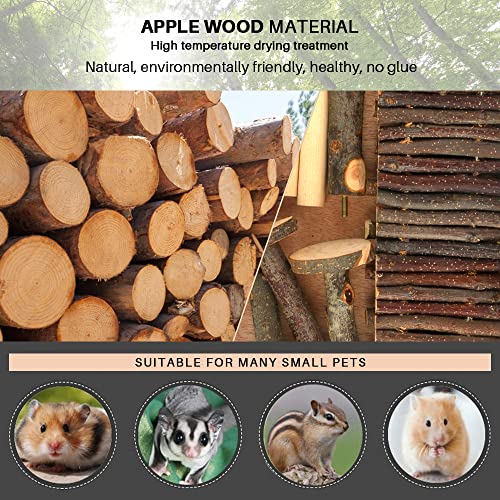 Hamster Climbing Toys Wooden Two-Tier Hamster Playground Activity Platform with Bridge Apple Wood Chewing Toys for Small Pets (Large)