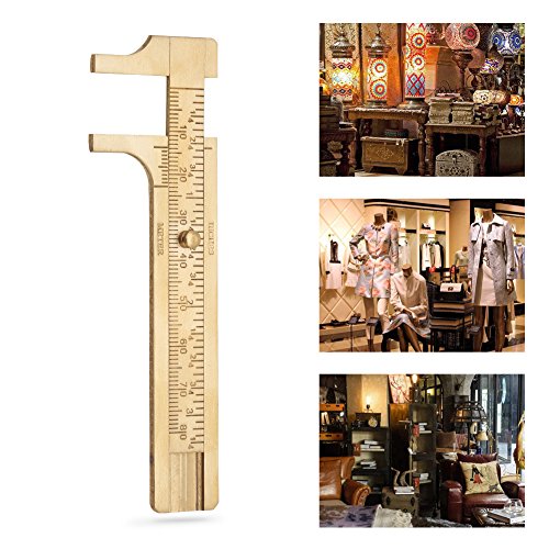 Handy Brass Sliding Gauge Brass Vernier Caliper Ruler Measuring Tool Double Scales mm/inch Mini Brass Pocket Ruler Measuring Tool (80mm)