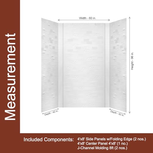 From Plain To Beautiful In Hours 133-VERSA-KIT Versa Tile Tub and Shower Wall Panels Surround, Gloss White, 96 Square Feet