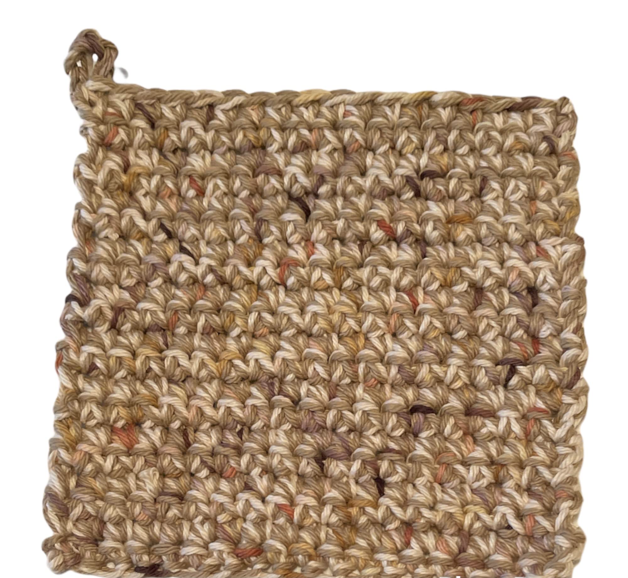 Double Strand Potholders - Trivet - 100% cotton - Autumn - Classic Print - Brown/Taupe - Set of 2