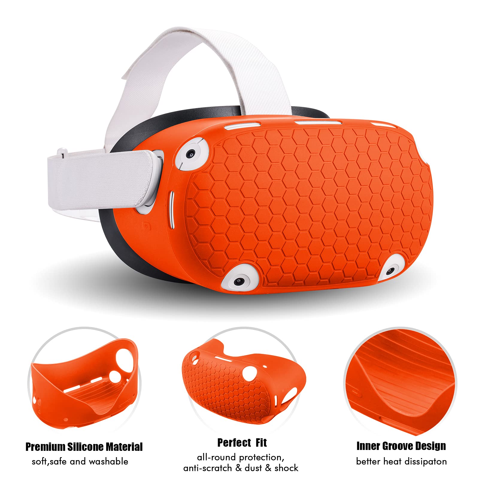 Compatible with Oculus Quest 2 Accessories, VR Oculus Quest 2 Silicone face Cover, VR Shell Cover,Controller Grip Cover,Lens Cover,Disposable Eye Cover
