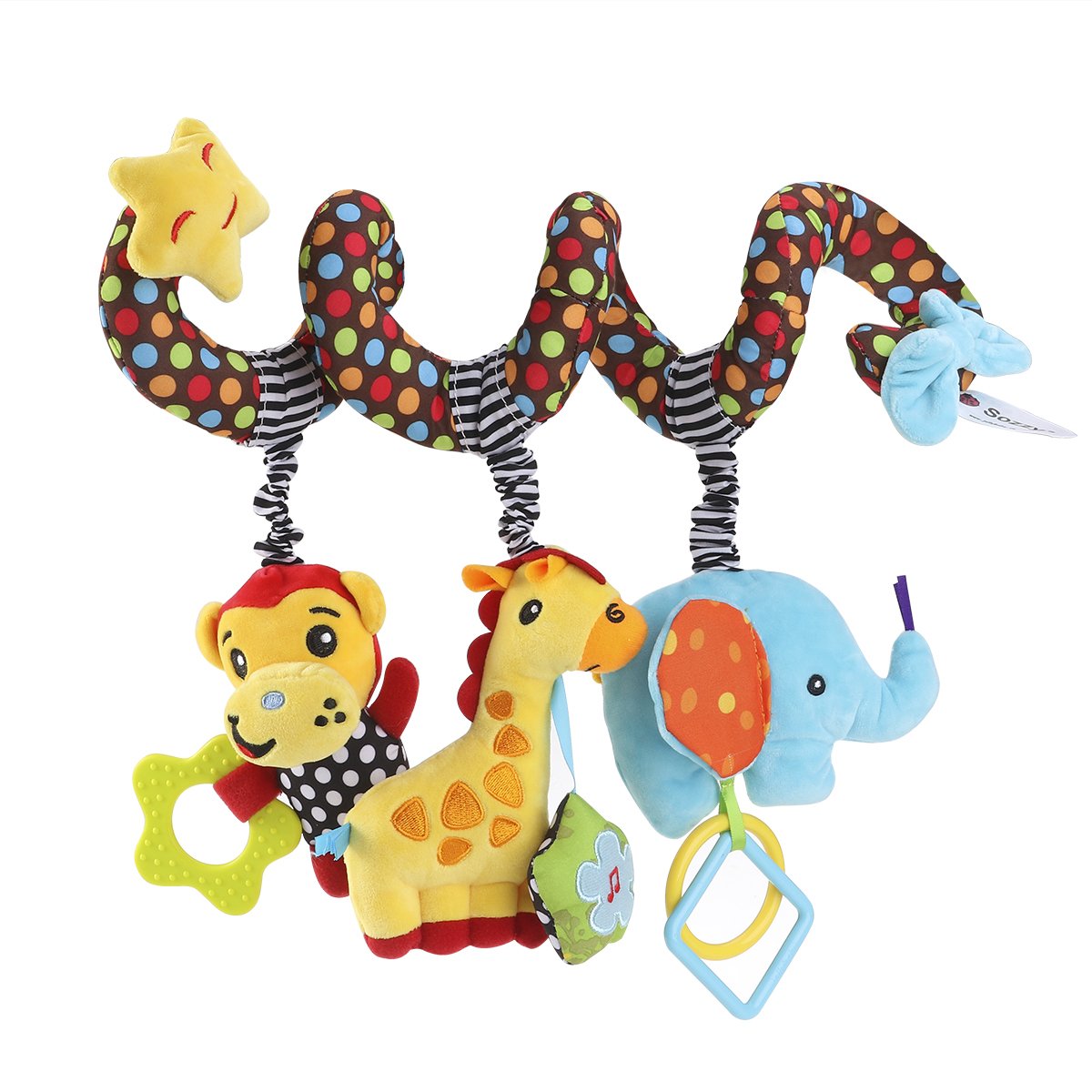 TOYMYTOY Kid Baby Spiral Bed Stroller Toy Monkey Elephant Educational Plush Toy