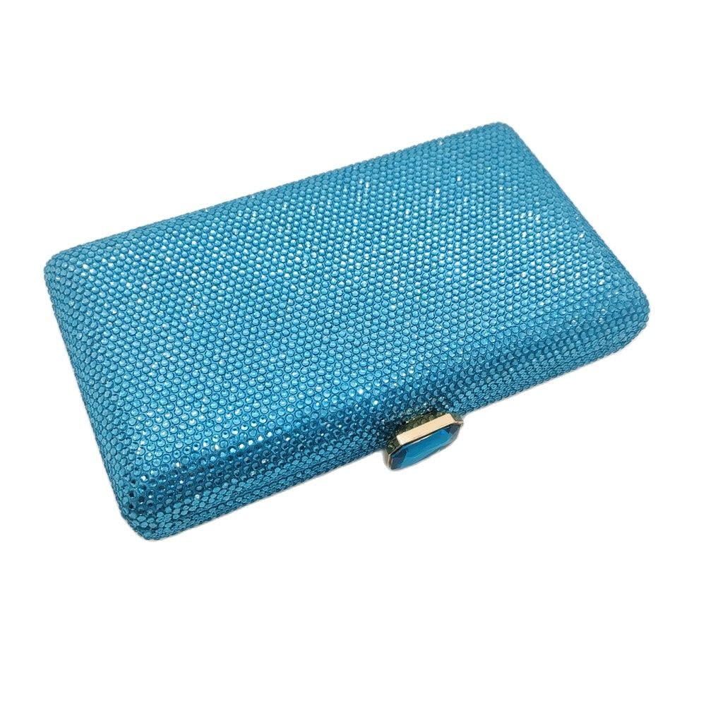 DG PEAFOWL Elegant Crystal Evening Bags Wedding Handbags Bridal Purse Women Box Clutch (sky blue)