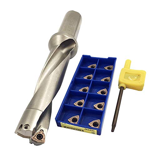 GBJ WC Series Drill Bites Insert Drill Metal Drill Bits Diameter 24.5mm/0.96in Depth 4in 4D Indexable U Drill Machinery Lathes CNC Water Drill with 10pcs WCMT050308FN(Bronze) U Drill Inserts