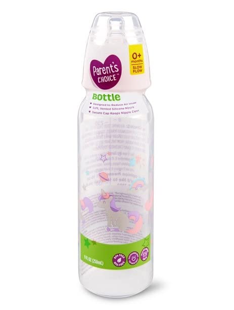 Parent's Choice Bottles 9oz, Slow Flow, for 0+ Months Assorted Colors 1 Bottle