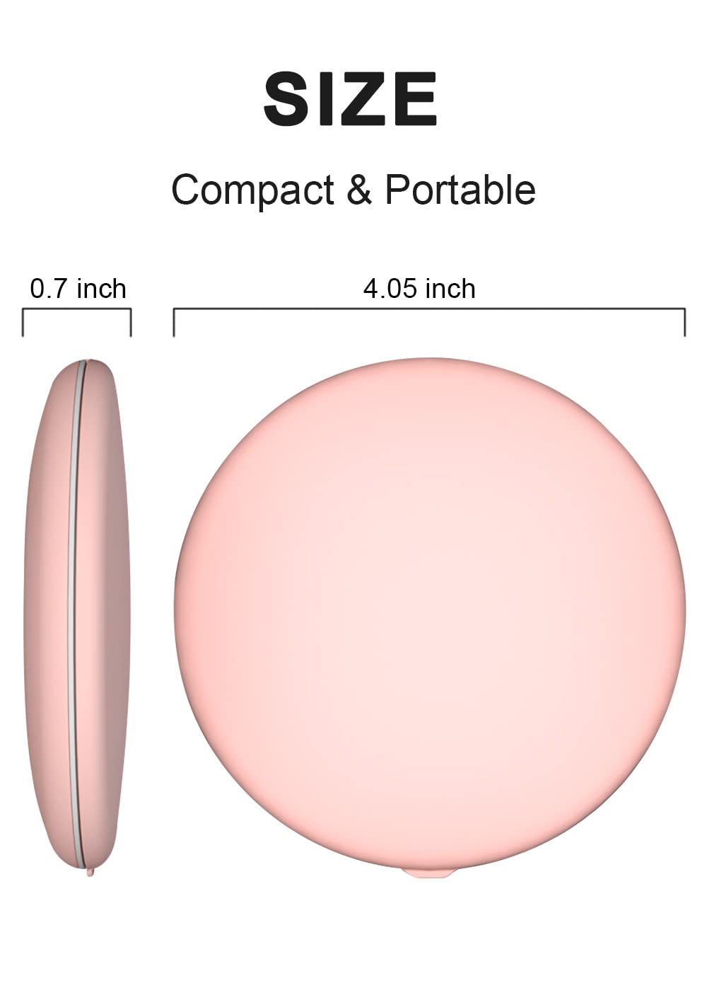 P TOPPSTORE LED Lighted Compact Mirror,4 Inch 1X/5X Magnification Travel Makeup Mirror,Rechargeable Portable Compact Mirror with Light for Handbag, Purse, Pocket, Pink