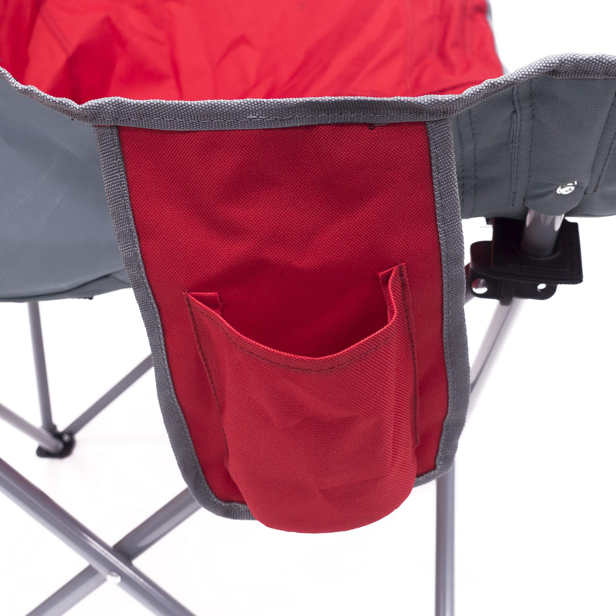Creative Outdoor Folding Camping 2-Person Moon Bench Chair with Side Storage Pocket, Red