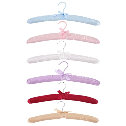 YARNOW Heavy Duty Coat Hangers Satin Padded Hangers, Pack of 6 Sweater Hangers No Shoulder Bump, Sweater Hangers No Bump (15 x 4. 5 Inch Assorted Color) Heavy Duty Hangers