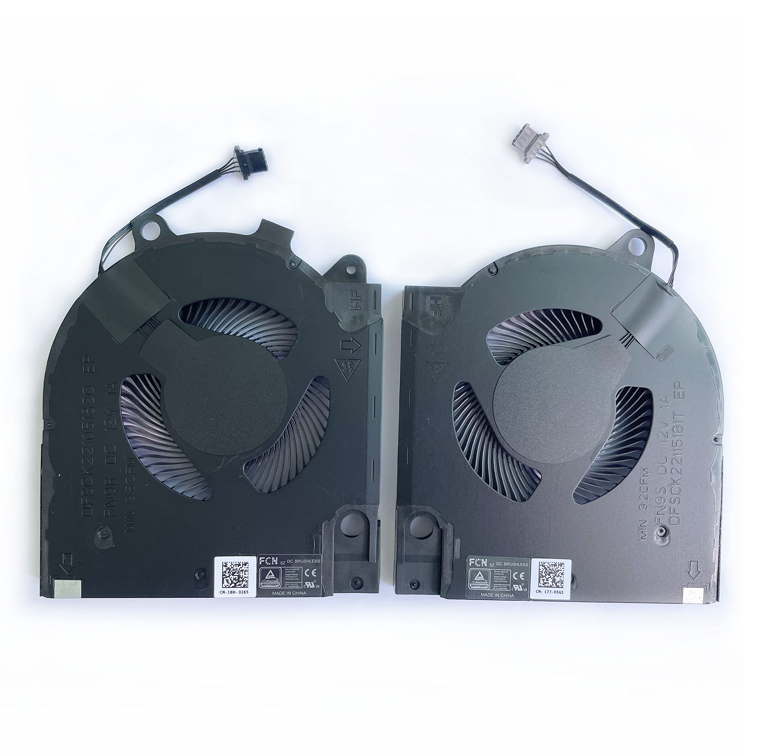 Fleshy Leaf New CPU+GPU Cooling Fan Replacement for Dell 2021year G15 5510 5511 5515 RTX3060 RTX3050 Series DC12V 1A DFSCK22105182Q FN9R 9.6CFM DFSCK22115181T FN9S 9.2CFM