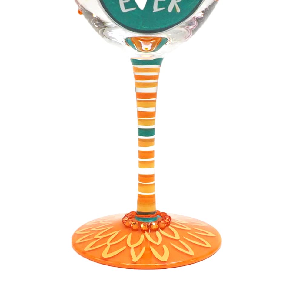 Enesco Designs by Lolita Best Daughter Ever Hand-Painted Artisan Wine Glass, 15 Ounce, Multicolor