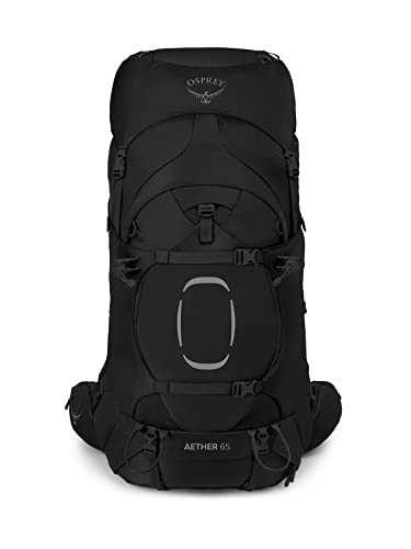 Osprey Aether 65L Men's Backpacking Backpack, Black, L/XL, Extended Fit